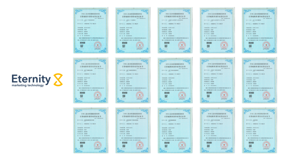 EternityX's 15 China Software Copyright Certificates